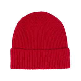 styleBREAKER Feinstrick Beanie M&uuml;tze mit Krempe in Rot | Gr.: onesize