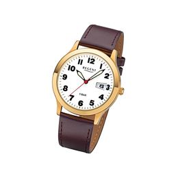 Regent Uhren Analog-Armbanduhr Regent Lederarmband braun mittel (ca. 39mm) | Gr.: onesize