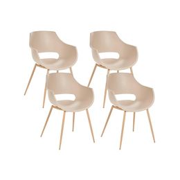 Beliani 4er-Set Esszimmerstuhl MILLERS in Beige/Braun | Gr.: onesize