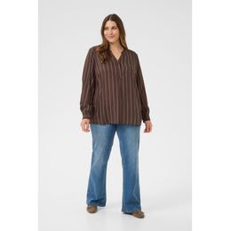 Kaffe curve Langarm-Bluse KCsida Regular fit in Black Coffee / Morel Stripe | Gr.: 50