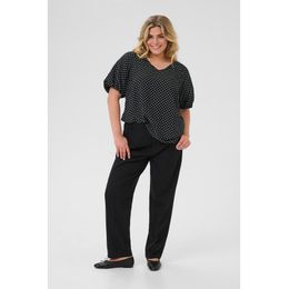 Kaffe curve Kurzarm-Bluse KCgina Regular fit in Black/Chalk dot | Gr.: 48