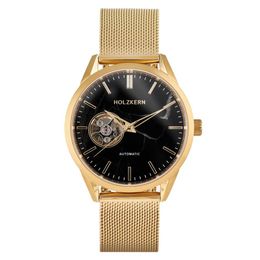 Holzkern Unisex-Armbanduhr Automatik Inverno Marmor/Goldfarben | Gr.: onesize
