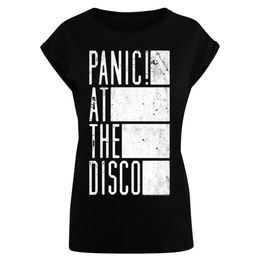 F4NT4STIC Extended Shoulder T-Shirt Panic At The Disco Block Text in schwarz | Gr.: S
