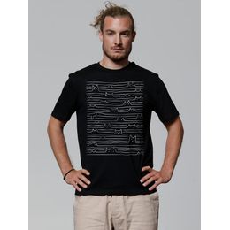 wat? Apparel T-Shirt Doodle Cats in Schwarz | Gr.: 58