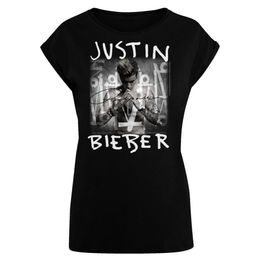 F4NT4STIC Extended Shoulder T-Shirt Justin Bieber Purpose Album Cover in schwarz | Gr.: XS