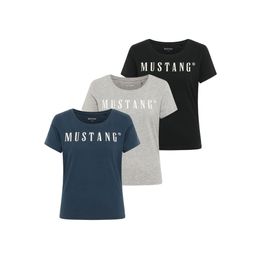 Mustang T-Shirt 3er Pack in Schwarz/Grau/Dunkelblau | Gr.: XL