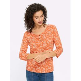 Heine Druck-Shirt in ecru-papaya-bedruckt | Gr.: 34