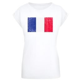 F4NT4STIC T-Shirt France Frankreich Flagge distressed in wei&szlig; | Gr.: S