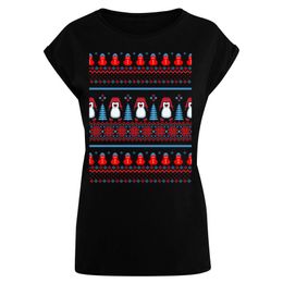F4NT4STIC T-Shirt Christmas Pinguin Muster in schwarz | Gr.: S