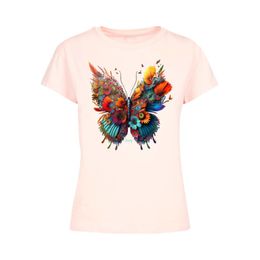 F4NT4STIC Ladies Box T-Shirt Schmetterling Blume in pink | Gr.: XS