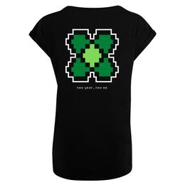 F4NT4STIC T-Shirt Silvester Happy New Year Pixel Kleeblatt in schwarz | Gr.: 4XL