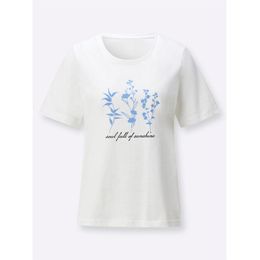 WITT WEIDEN Kurzarm-Shirt in ecru-himmelblau-bedruckt | Gr.: 38