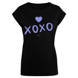 F4NT4STIC Extended Shoulder T-Shirt Valentinstag xoxo Herz in schwarz | Gr.: 4XL