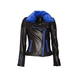 Roberto Geissini Alla Lederjacke Schwarz Blau | Gr.: 42