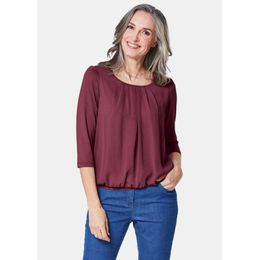 GOLDNER Kurzgr&ouml;&szlig;e: Blusenshirt Chiffon-Shirt mit 3/4-Arm, Rundhals in bordeaux | Gr.: 19