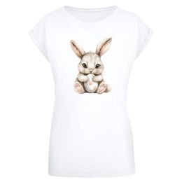F4NT4STIC Extended Shoulder T-Shirt Niedlicher Osterhase mit Ei in wei&szlig; | Gr.: XL
