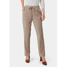 GOLDNER Joggpants Freizeithose SARA in Veloursleder-Optik in kitt | Gr.: 38
