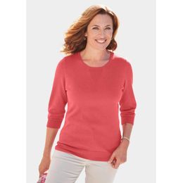 GOLDNER Rundhalspullover Sommerlicher Strickpullover mit Ajourmuster in koralle | Gr.: 44