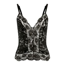 Petite Fleur Gold Spitzentop in schwarz | Gr.: 34