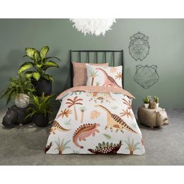 Babybettw&auml;sche Good Morning "Dino", bunt (multi), B/L: 100cm x 135cm, 1 Stk., 1 Stk., Renforc&eacute;, B/L: 60cm x 40cm, 2 Stk., Renforc&eacute;, Obermaterial: 100% Baumwolle, Bettw&auml;sche, 100% Baumwolle, 120x150, Rei&szlig;verschluss, Wendeoptik, Baby, Junge, Dino