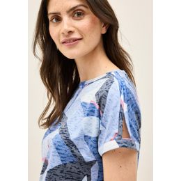 Print-Shirt Cecil, Damen, Gr. M (40), blau (urban navy), Jersey, Obermaterial: 65% Polyester, 35% Viskose, bedruckt, normal h&uuml;ftbedeckend, U-Boot-Ausschnitt, Shirts, mit Ausbrenner-Optik