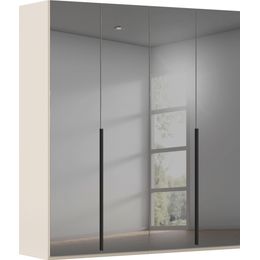 Drehtürenschrank Rauch "Kleiderschrank Schrank Garderobe Wäscheschrank BESTSELLER MONTCLAR", beige (champagner), grauspiegel, griffe schwarz, B:201cm H:223cm T:60cm, Holzwerkstoff, Schränke