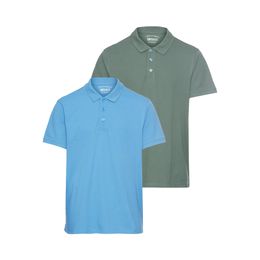 MAN'S WORLD Poloshirt MAN'S WORLD, Herren, Gr. L (52/54), grün (grün, blau), Piqué, Obermaterial: 100% Baumwolle, unifarben, Basic, regular fit, Bündchen, Shirts, in tollen Farbkombinationen