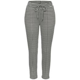 Schlupfhose Lascana, Damen, Gr. 34, N-Gr, schwarz-wei&szlig; (creme, schwarz gemustert), Jersey, Obermaterial: 79% Polyester, 19% Viskose, 2% Elasthan, Hahnentrittmuster, gemustert, figurumspielend kn&ouml;chellang, Hosen Schlupfhose, mit Hahnentrittmuster und Eingrifftaschen, Joggpants