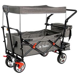 Bollerwagen Pinolino "AddPlus", grau, Bollerwagen, Kinder, Metall, Stoff, BxTxH: 56x120x67 cm, mit Bremse, grau meliert