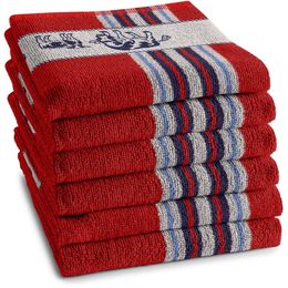 Geschirrtuch DDDDD "DDDDD Friesian Küchentuch 50 x 55 (6 Stück)", rot, B:50cm H:6cm L:55cm, 100% Baumwolle, Geschirrtücher, Geschirrtuch, schnell trocknend, 100% Baumwolle, mit Kühen und Kälbern