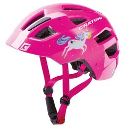 Kinderfahrradhelm Cratoni "MAXSTER" Gr. 52, rot (einhorn, pink glanz), Helme, Kinder, 52/56 Kopfumfang: 52cm - 56cm