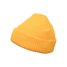 Beanie Flexfit "Flexfit Unisex Rib Beanie", Damen, Gr. onesize, gold, Kunstfaser, Mützen Beanie