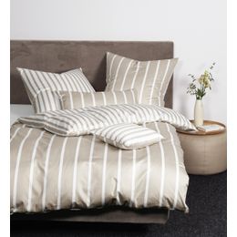 Wendebettwäsche Janine "Interlock-Jersey59028 3", beige (naturell), B/L: 135cm x 200cm, 1 Stk., 1 Stk., Interlock-Jersey, B/L: 80cm x 80cm, Interlock-Jersey, Obermaterial: 100% Baumwolle, Bettwäsche, Wendebettwäsche, mit Reissverschluss