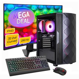GAMEMAX Gaming-PC-Komplettsystem "MegaDeal Diamond BK 2697 AMD Ryzen 5 5500 RTX 5050 16 GB 1TB SSD", Energieeffizienz: E (A-G), schwarz, Microsoft Windows 11 Home (64 Bit), 16 GB RAM 1.000 GB SSD, Computer_Komplettsysteme