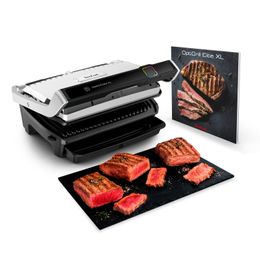 Kontaktgrill Tefal "OptiGrill Elite XL, sp&uuml;lmaschinengeeignete Platten", schwarz (edelstahlfarben, schwarz), B:37,5cm H:22,9cm T:48,1cm, Kontaktgrill_Standgrill_Tischgrill_Teppanyakigrill, Countdown zum Grillergebnis, Grillboost f&uuml;r Grillstreifen, GC760D