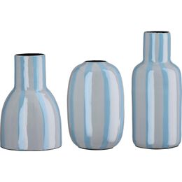 Tischvase s.Oliver "3er Set, Deko-Vase, klein, "Piccolo"", hellblau, B:5cm H:13cm T:5cm Ø:5cm, Metall, Vasen