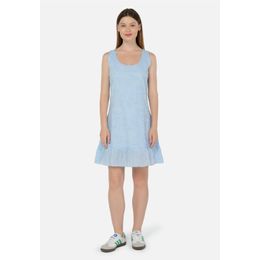 Jerseykleid FRESHLIONS "Avery", Damen, Gr. L, EURO-Gr&ouml;&szlig;en, blau, 100% Baumwolle, unifarben, normal, Rundhals, Kleider Jerseykleid, mit gerafftem Faltenrock