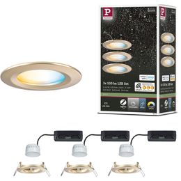 Paulmann LED Einbauleuchte "LED Einbauleuchte Nova Coin IP44 rund 78mm", gold (goldfarben), 3, Ø 7,8cm, 3 Stk., Leuchten, Memoryfunktion, Farbwechsler, Farbsteuerung, Dimmer, Smart Home
