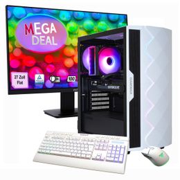 GAMEMAX Gaming-PC-Komplettsystem "MegaDeal Diamond WT SET2644", Energieeffizienz: E (A-G), wei&szlig;, Microsoft Windows 11 Home (64 Bit), 32 GB RAM 1.000 GB SSD, Computer_Komplettsysteme, Windows 11 + MSI PRO MP273A Monitor, 69cm (27")