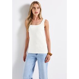 Shirttop Street One, Damen, Gr. 40, wei&szlig; (sanftes wei&szlig;), Jersey, Obermaterial: 95% Baumwolle, 5% Elasthan, unifarben, h&uuml;ftbedeckend, eckiger Ausschnitt, Tops Shirttop, mit Square Neck