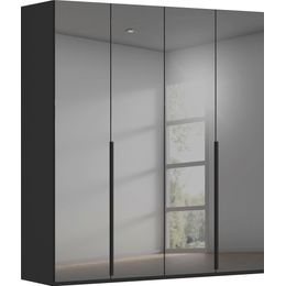 Drehtürenschrank Rauch "Kleiderschrank Schrank Garderobe Wäscheschrank BESTSELLER MONTCLAR", schwarz, grauspiegel, griffe schwarz, B:201cm H:223cm T:60cm, Holzwerkstoff, Schränke