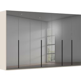 Drehtürenschrank Rauch "Kleiderschrank Schrank Garderobe Wäscheschrank BESTSELLER MONTCLAR", beige (champagner), grauspiegel, griffe schwarz, B:350cm H:223cm T:60cm, Holzwerkstoff, Schränke