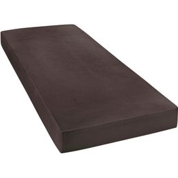 Spannbettlaken Janine "MAKO-FEINJERSEY 5007", braun (dunkelbraun), L:200cm, Mako-Jersey, Obermaterial: 100% Baumwolle, Bettlaken, Spannbettlaken, aus 100% Baumwolle, f&uuml;r Matratzen bis 26 cm H&ouml;he
