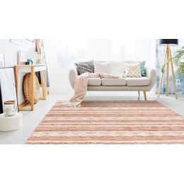 Wollteppich me gusta "Bohist 225", rosa (rosa, creme), B:120cm H:15mm L:180cm, Wolle, Teppiche