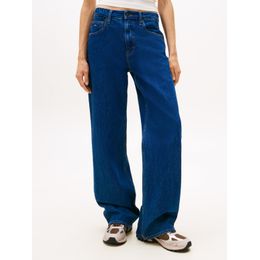Straight-Jeans Tommy Jeans "MIA MR RLXD STR AI4159", Damen, Gr. 30, Länge 30, blau (denim schwarz), Denim/Jeans, Obermaterial: 99% Baumwolle, 1% Elasthan, unifarben, relaxed fit, Jeans Straight-Jeans