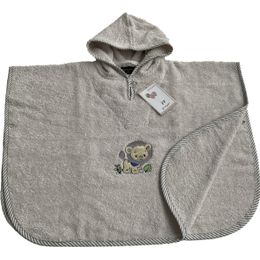 Badeponcho Ross "KIDSLINE", silber (silbergrau), L:70cm, Baumwolle, Hausm&auml;ntel, 100 % Baumwolle, Kapuze, Stickerei