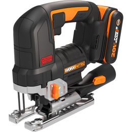 Akku-Stichs&auml;ge WORX "NITRO WX542", schwarz (scharz), B:7,6mm H:20,7mm L:20,9mm, S&auml;gemaschinen, Brushless-Motor, mit Absaug-Adapter, inkl. Akku & Ladeger&auml;t