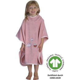 W&ouml;rner Badeponcho W&Ouml;RNER "Dinofamilie rosa Poncho", rosa, Baumwolle, Hausm&auml;ntel, maschinenwaschbar, trocknergeeignet