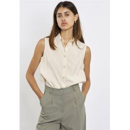 Klassische Bluse FRESHLIONS "Aria", Damen, Gr. S, braun (beige), 85% Modal, 15% Polyester, unifarben, normal, Blusen, mit elegantem Hemdkragen