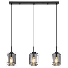 Globo LIGHTING Hängeleuchte "KAMMI", schwarz, 1 Stk., Leuchten, Hängelampe/Pendelleuchte/Glas rauchfarben/Höhe kürzbar/Esstisch